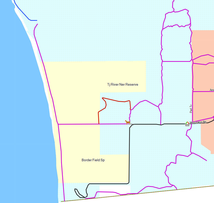 Tijuana River National Estuarine Research Reserve - California Trail Map
