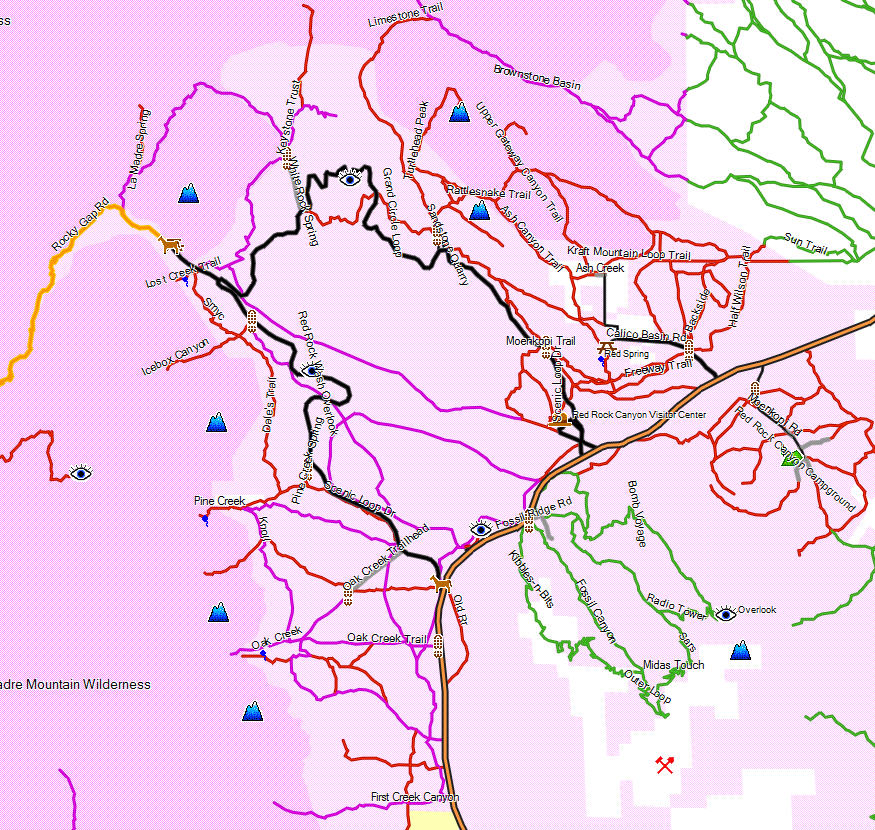 Red Rock Canyon NCA - California Trail Map